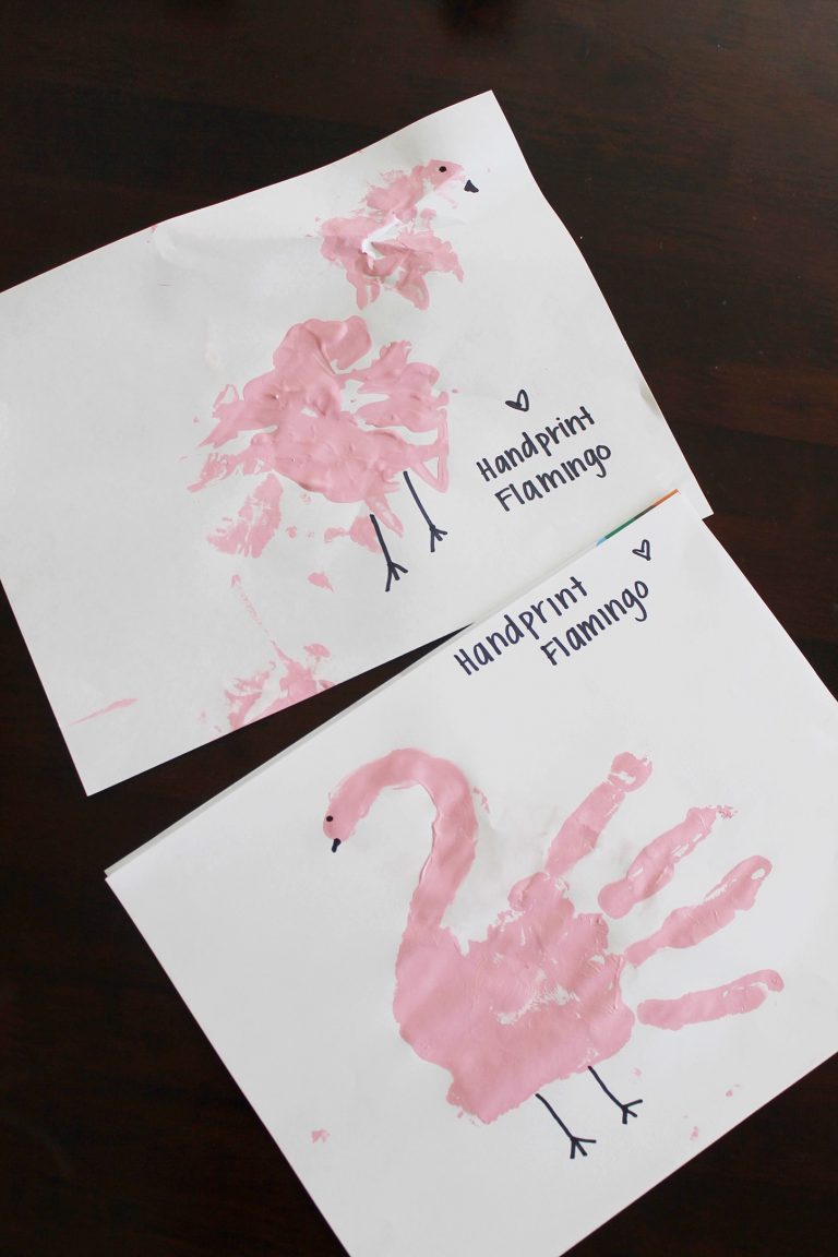 Toddler Pink Flamingo Handprint Art - Simply Clarke
